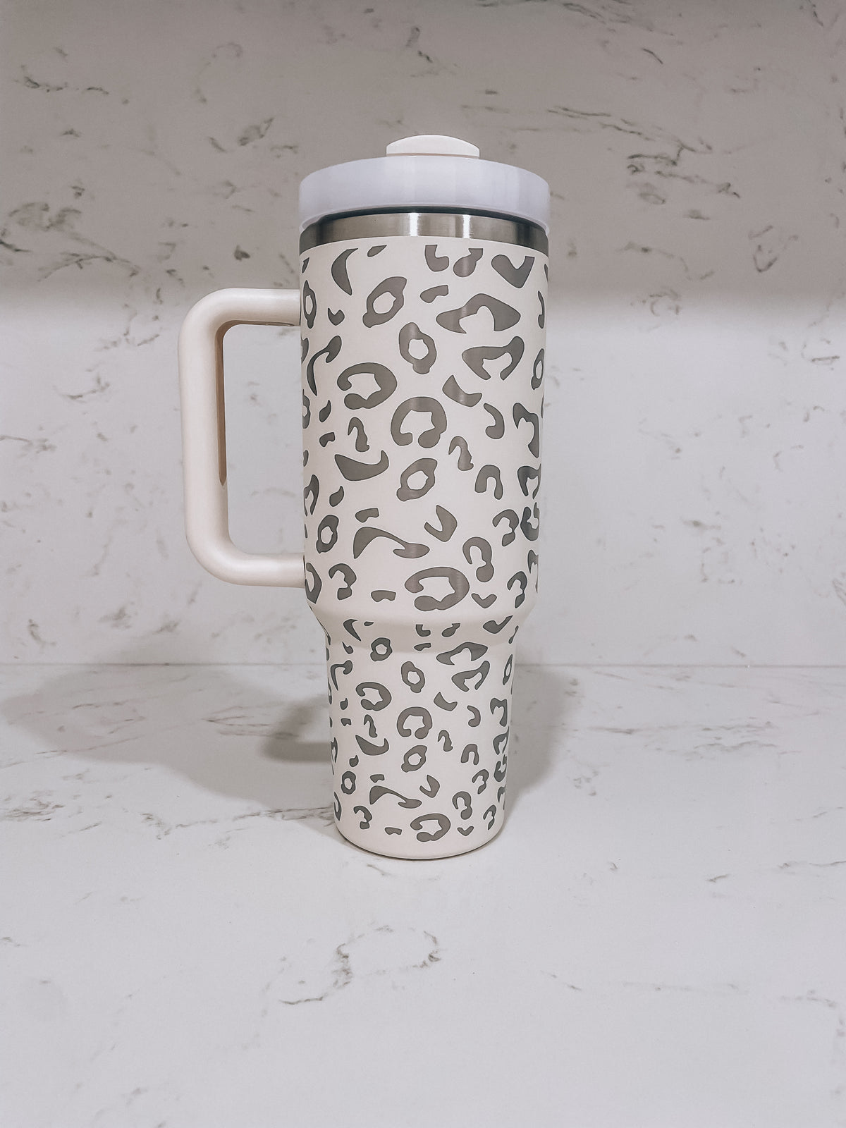 Cream Leopard Print Stainless Steel Cup - 40oz – So Savvy Boutique